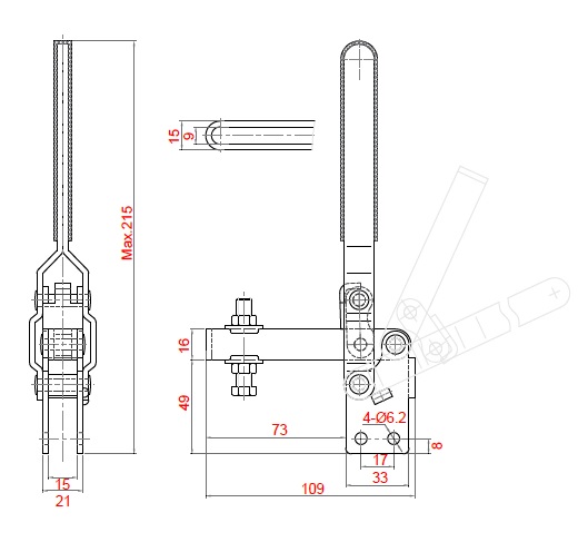 Bloccaggio verticale base dritta braccio regolabile 200 Kg | Vanzo ...