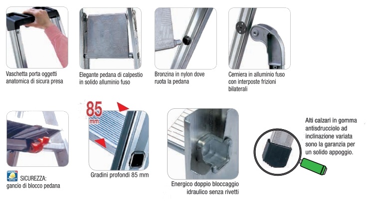 Scala 6 gradini compresa pedana modello Quadra - Facal | Vanzo Centro Fer