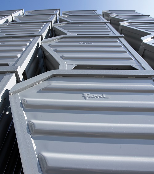 Container in lamiera a bocca di lupo mm.800x700x600H - Grigio RAL7000 ...