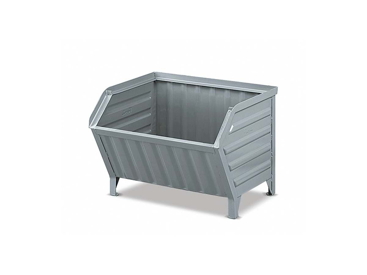 Container in lamiera a bocca di lupo mm.800x700x600H - Grigio RAL7000 ...