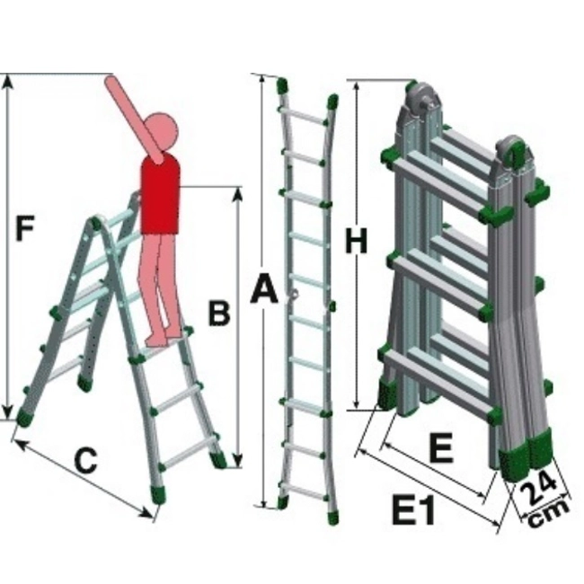 Scala telescopica multiposizione 5+5 gradini EuroBriko16 BK/4 - Facal ...
